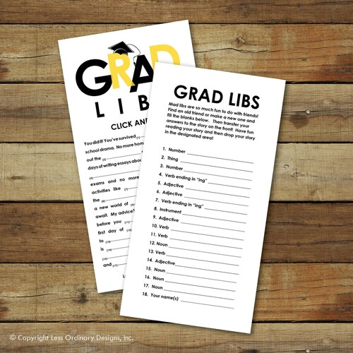 Grad Libs Graduation Graduation Mad Lib Advice Cards - Etsy