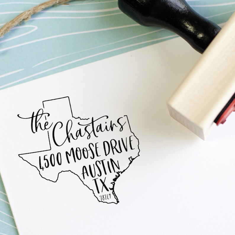 Texas address Stamp Self Inking Return Address Stamp | Etsy
