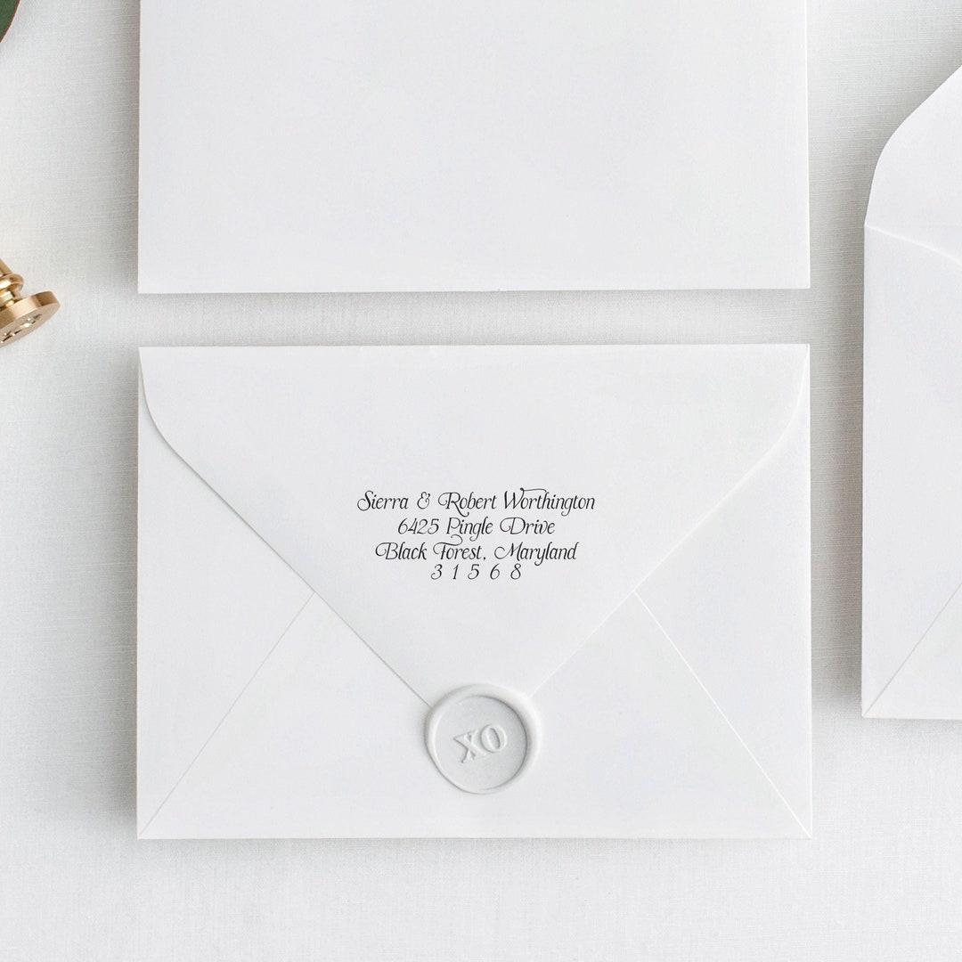 Calligraphy Wedding Envelopes - Self Inking Return Address Stamp ...