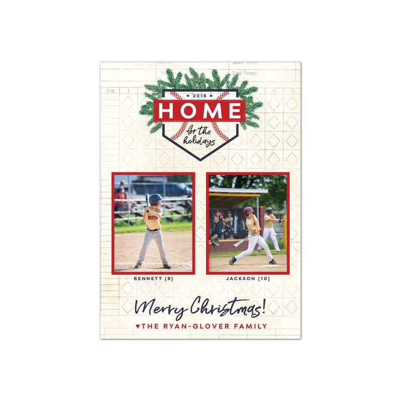 Baseball Christmas Card, Holiday Photo Card, Baseball Photo Card ...