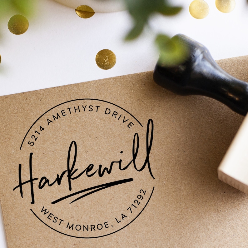 Custom Address Stamp Round Self Inking Stamp Circle Address | Etsy