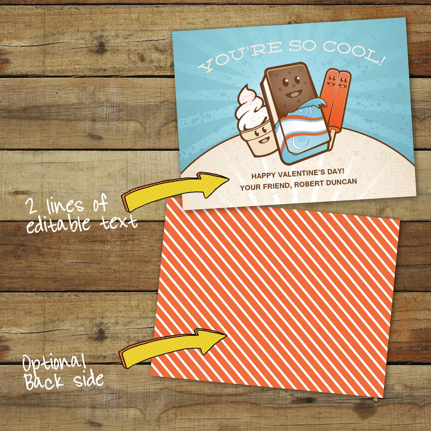 Ice Cream Valentine's Day Card - You're so Cool Ice Cream Valentine ...