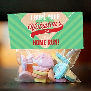 Baseball Valentine's Day Treat Bag Topper, Printable Baseball Valentine ...