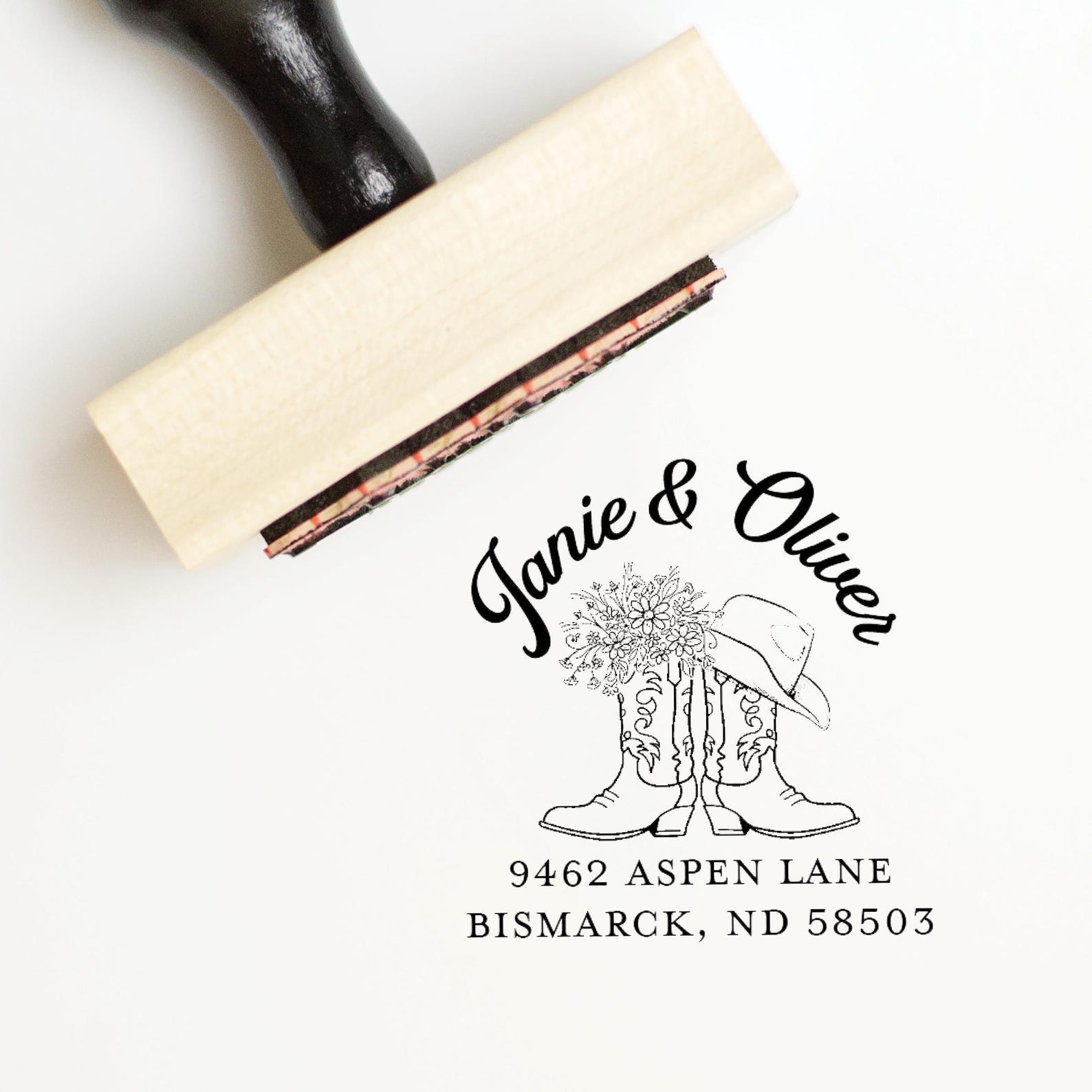 Personalized Cowboy Boots Return Address Stamp - His and Hers Boots ...