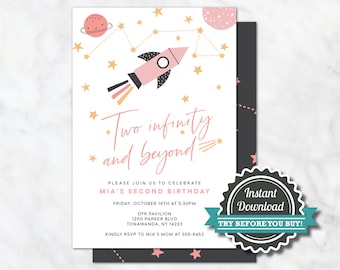 Space Birthday Party Invitation Two Infinity and Beyond | Etsy