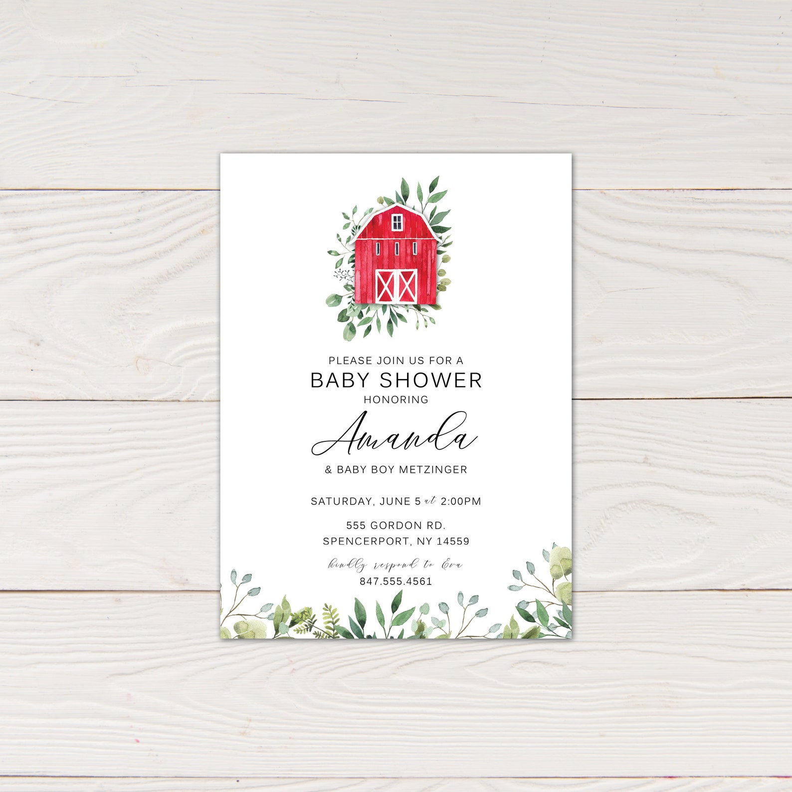 Barn Baby Shower Invitation Farm Themed Baby Shower Invite | Etsy