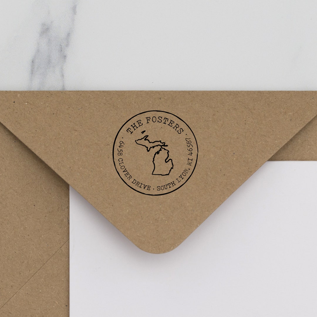 Michigan State Outline Personalized Return Address Stamp Custom ...
