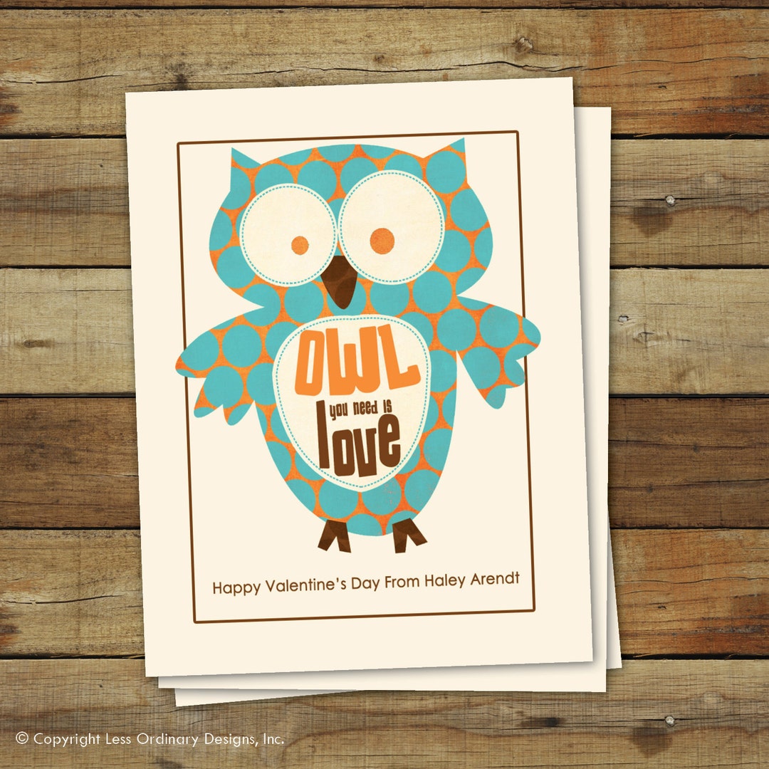 Printable Valentine's Day Card Owl You Need is Love, Blue, Editable Pdf ...