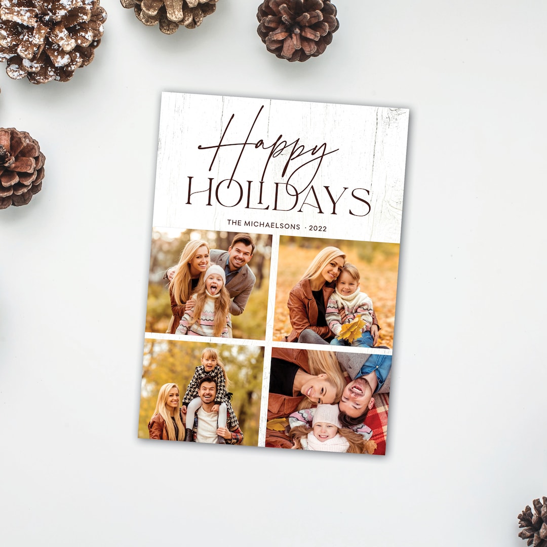 Rustic Holiday Card - Barn Wood Holiday Card - Farmhouse Style ...