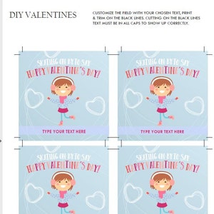 Ice Skating Valentines - Printable Ice Skater Valentine - Classroom ...