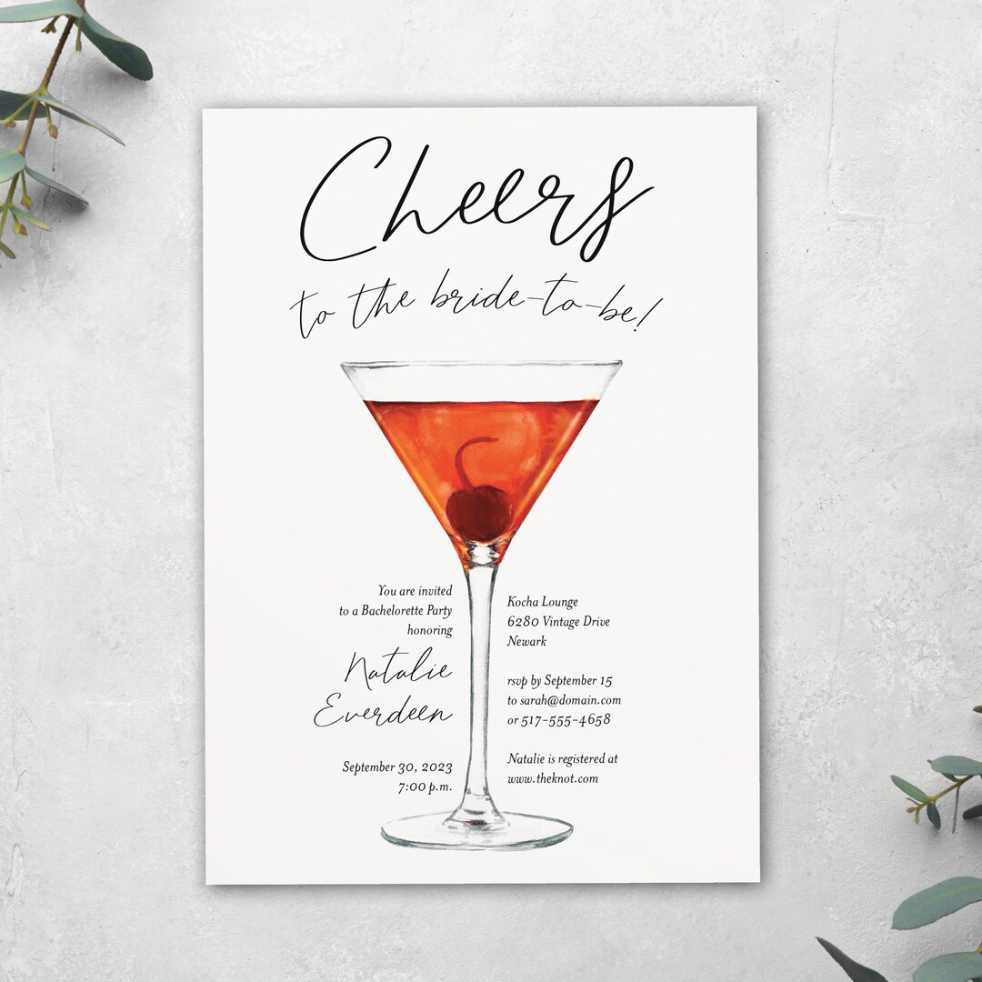 Modern Manhattan Bachelorette Party Invite - Sleek Cheers Bachelorette ...