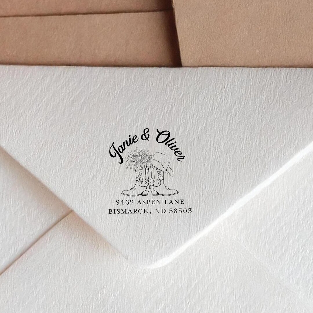 Personalized Cowboy Boots Return Address Stamp - His and Hers Boots ...