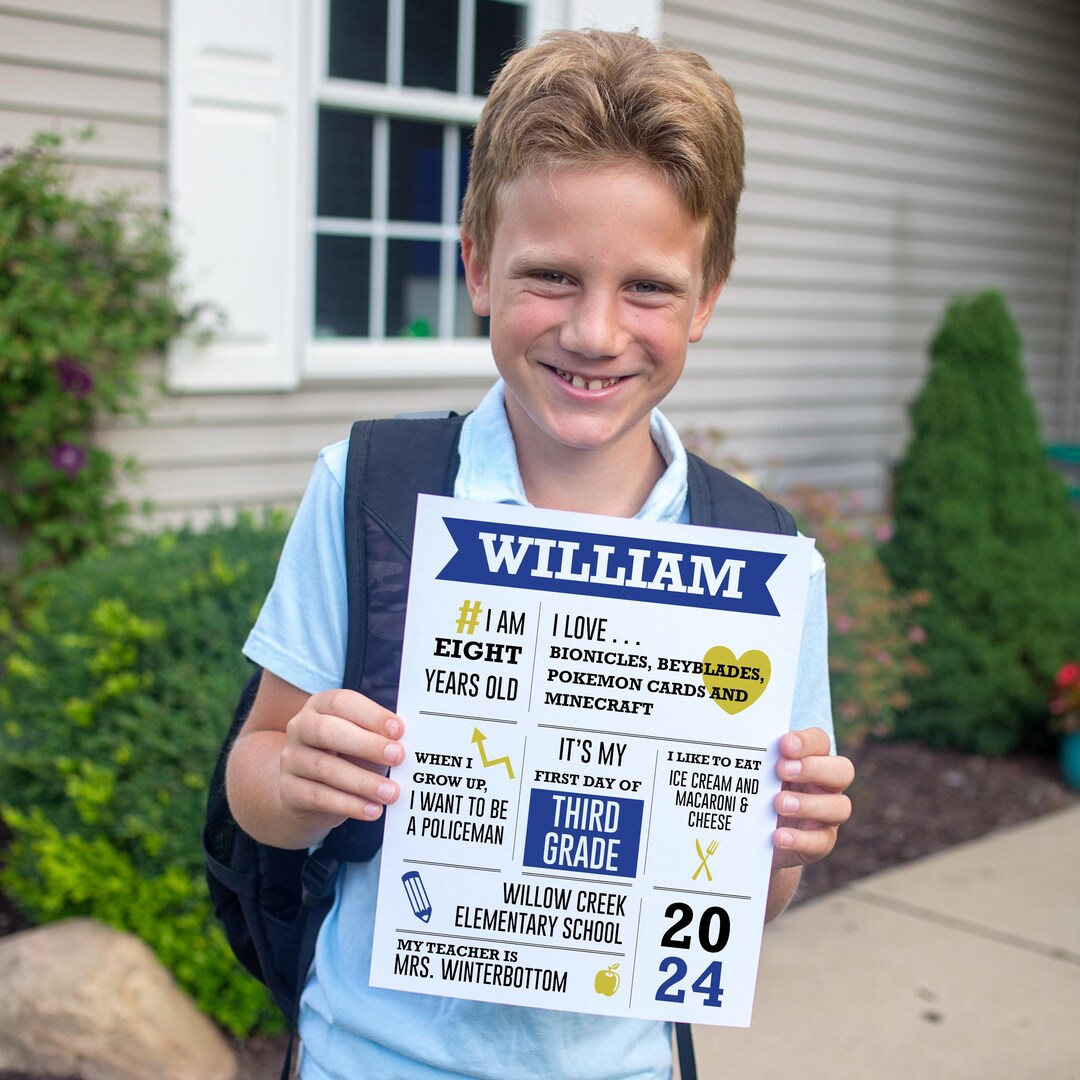 Back to School Sign, Reusable First Day of School Printable Sign, 1st ...