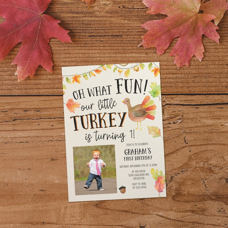 Turkey Birthday Party Invitation Thanksgiving Birthday Party | Etsy