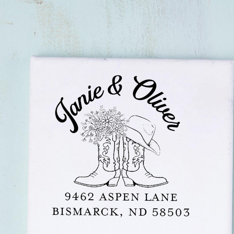 Personalized Cowboy Boots Return Address Stamp - His and Hers Boots ...