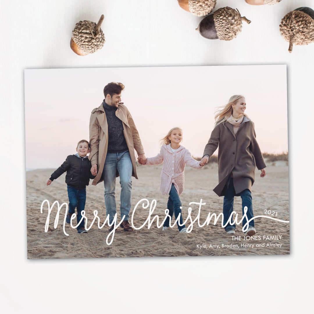 Simple Classy Christmas Card, Merry Christmas in Handwriting Script ...