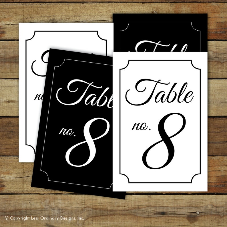 Printable Table Numbers in Black and White for Wedding - Etsy Canada