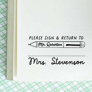 Custom 'please Sign and Return To' Teacher Stamp - Modern Teacher Stamp ...