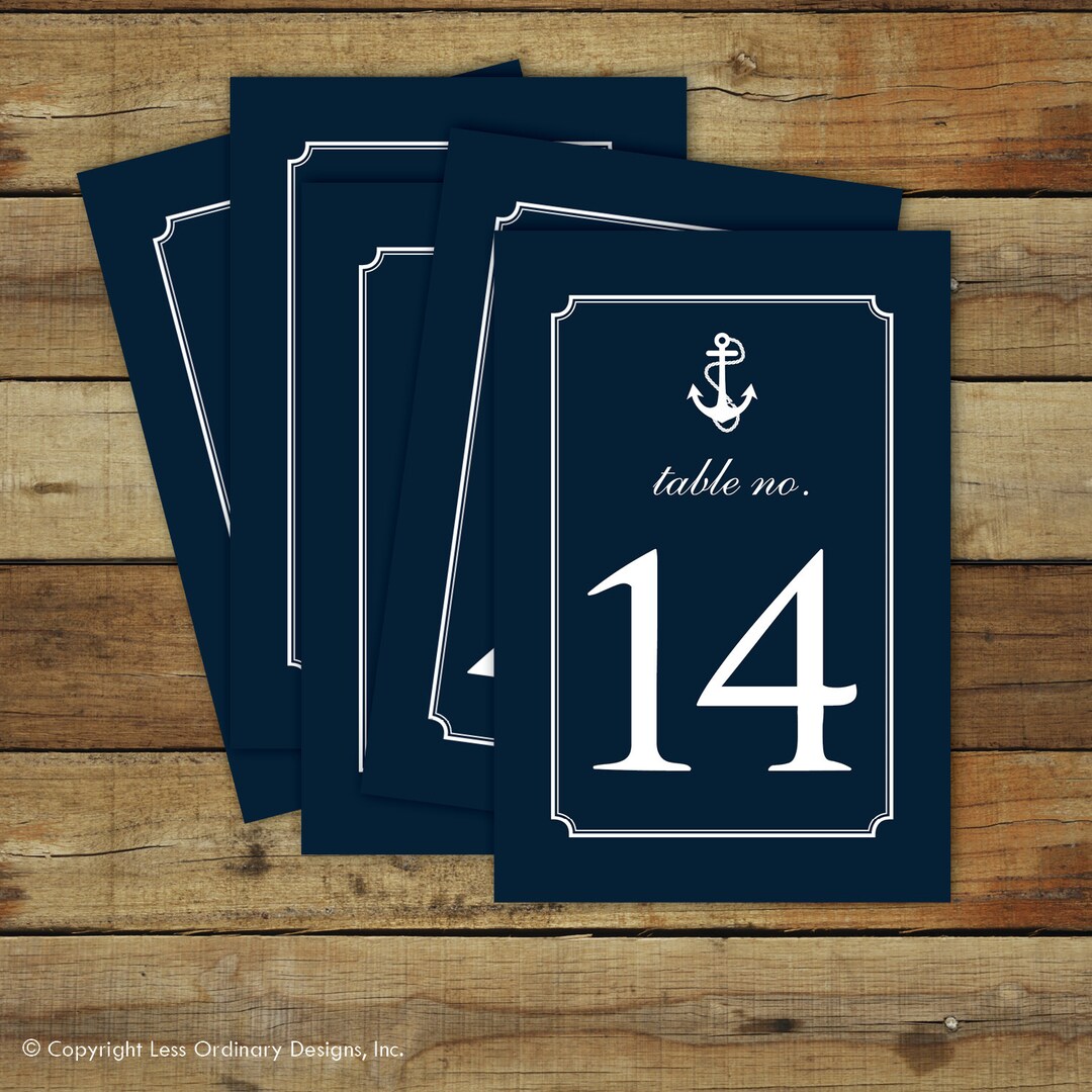 Nautical Table Numbers - Nautical Wedding Table Numbers - Navy Anchor ...