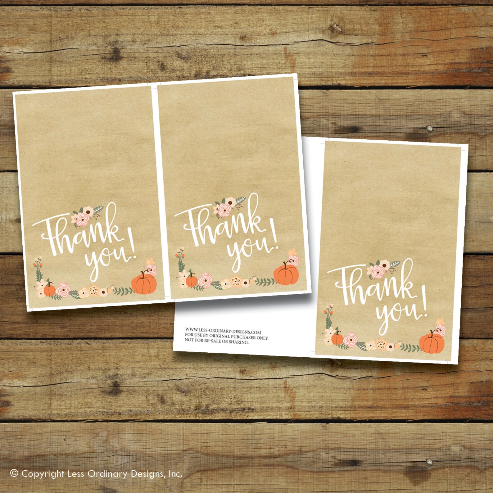 Printable Pumpkin Thank You Notes Coral and Pink Custom | Etsy