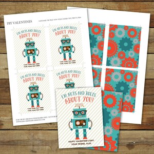 Robots Valentine's Day Card Printable Robots Valentine I'm Nuts and ...