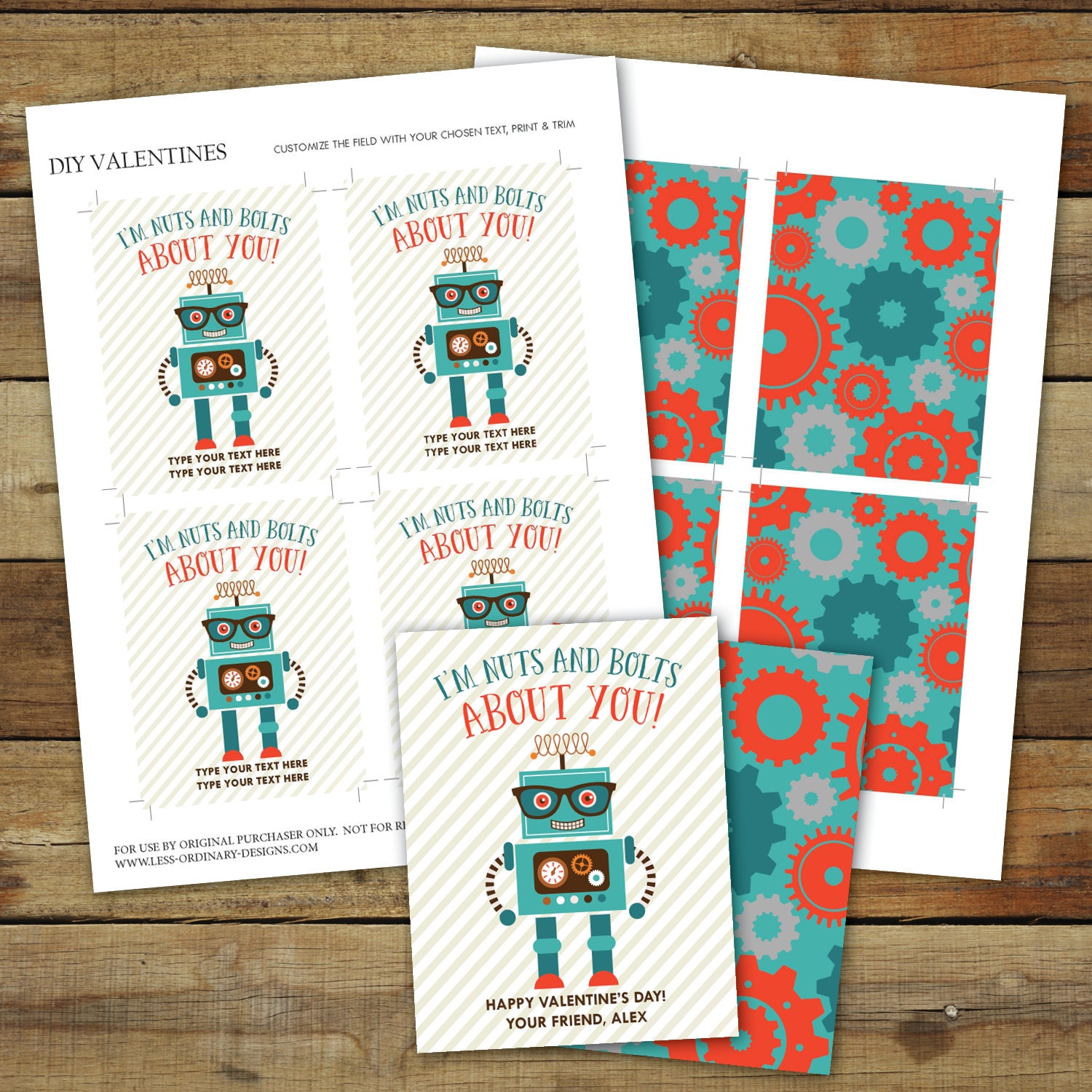 Robots Valentine's Day Card - Printable Robots Valentine - I'm Nuts and ...