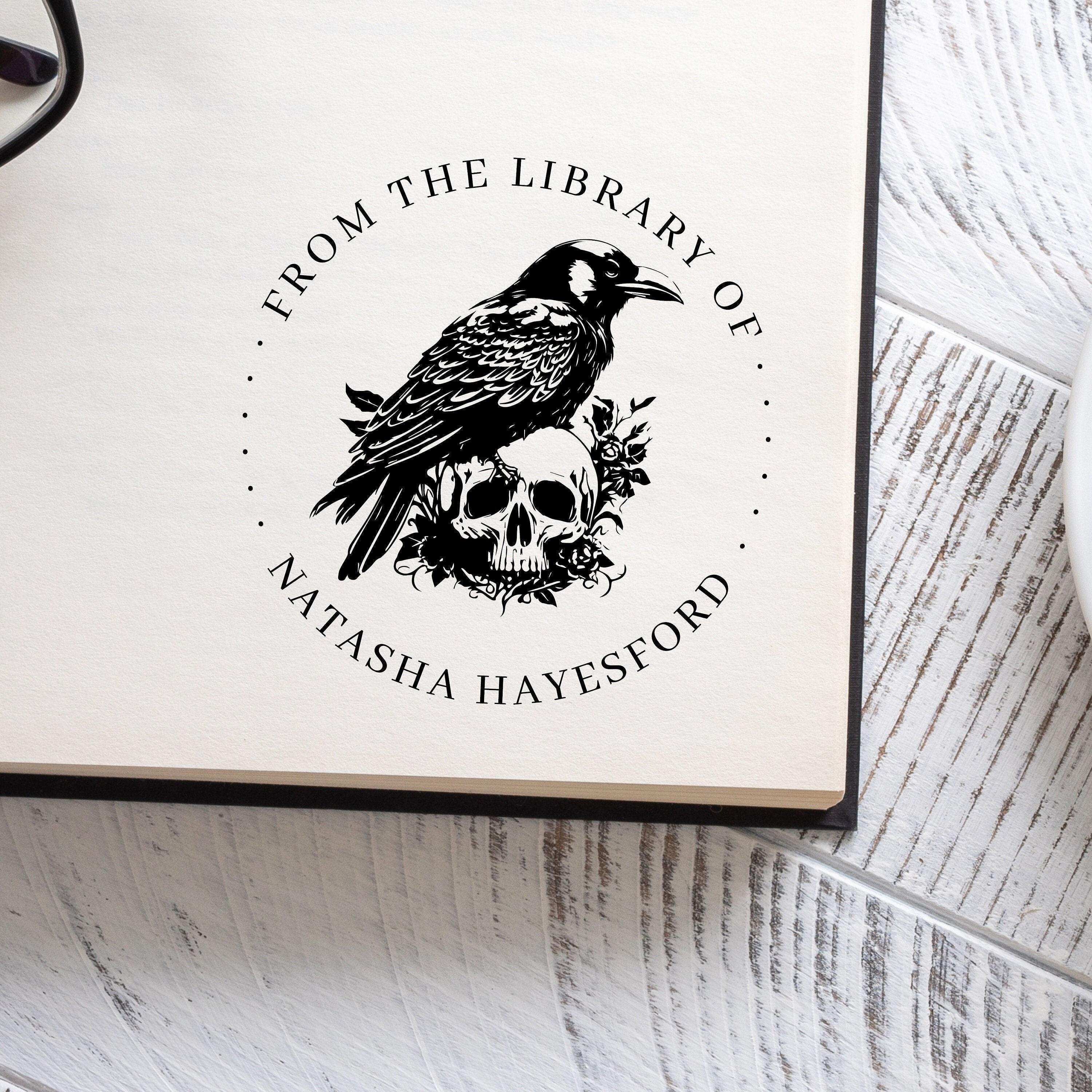 Raven & Skull Library Stamp: Vintage-inspired Bookplate Imprint ...
