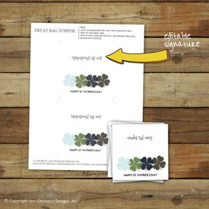 Printable 4 Leaf Clover Party Treat Bag Toppers, St. Patrick's Day ...