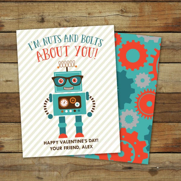 Robot Valentine Card - Etsy