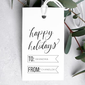 Simple Happy Holidays Gift Tag - Printable Christmas Gift Tag ...