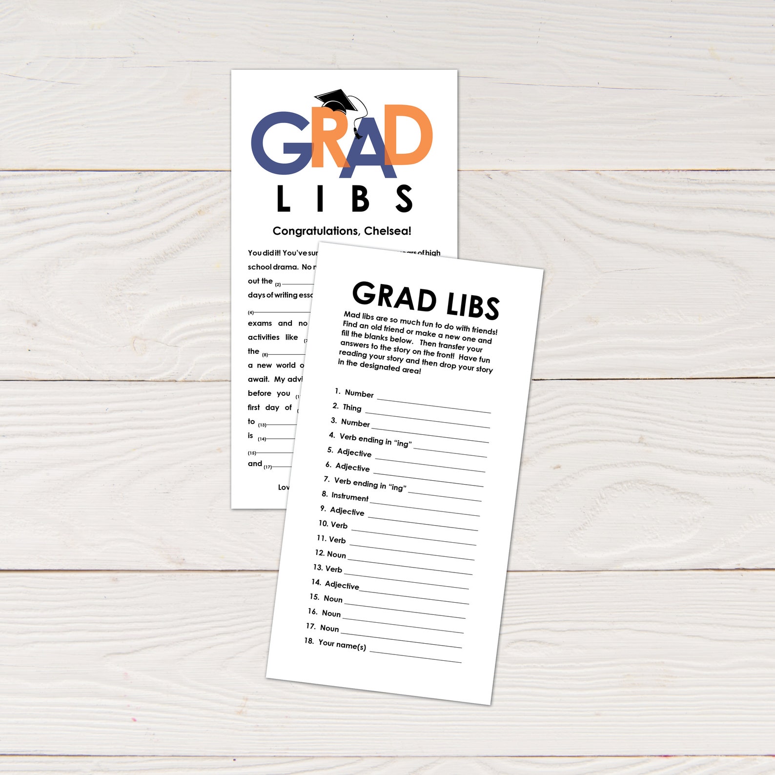 Grad Libs Graduation Graduation Mad Lib Advice Cards - Etsy