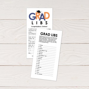 Grad Libs Graduation Graduation Mad Lib Advice Cards, Printable Instant ...