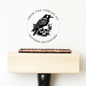 Raven & Skull Library Stamp: Vintage-inspired Bookplate Imprint Gothic ...