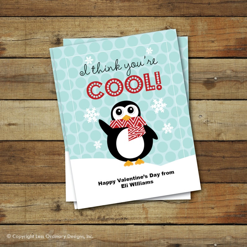 Printable Penguin Valentine's Day Card - I Think You're Cool ...