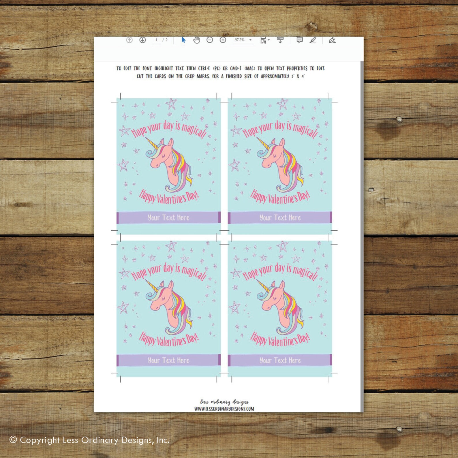 Unicorn Valentine's Day Card Printable Unicorn Valentine - Etsy
