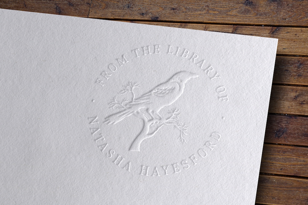 Personalized Book Embosser, Raven Stamp: Vintage-inspired Crow ...