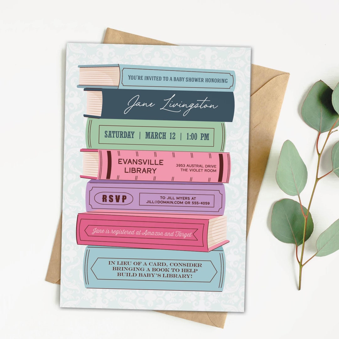 Book Themed Baby Shower Invitation, Books for Baby Shower Invite ...