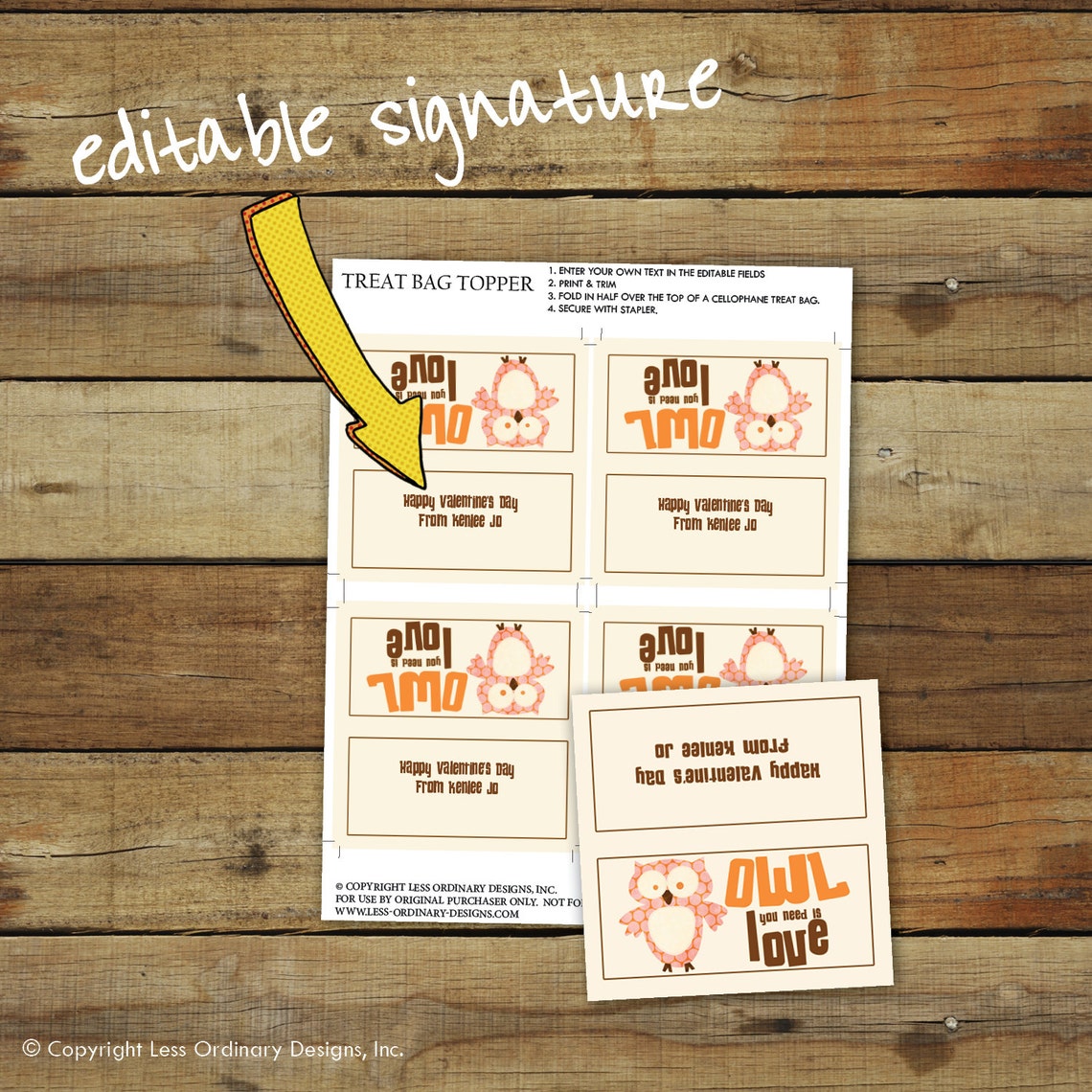 Owl Valentine's Treat Bag Topper Printable Owl You - Etsy