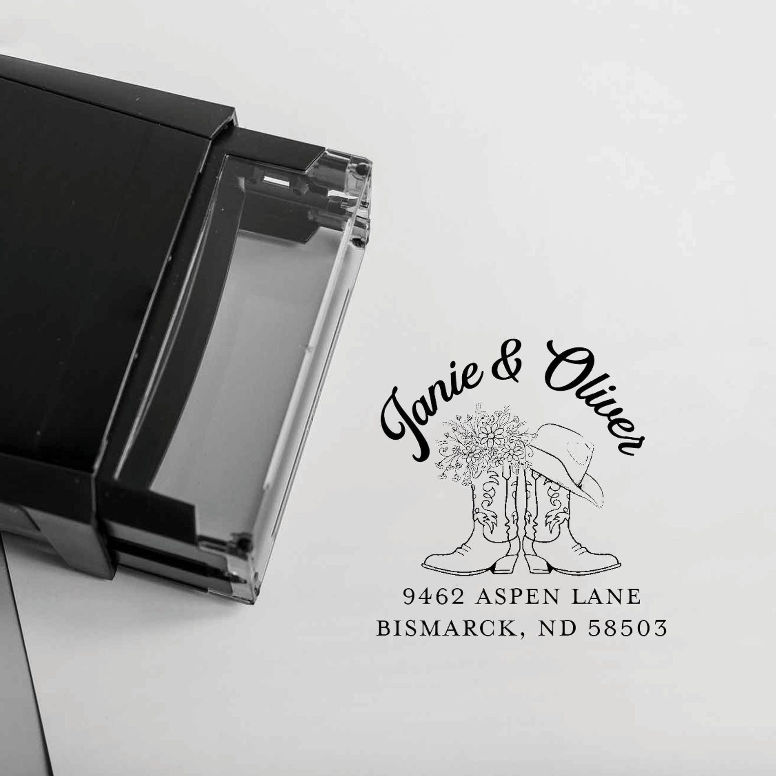 Personalized Cowboy Boots Return Address Stamp - His and Hers Boots ...
