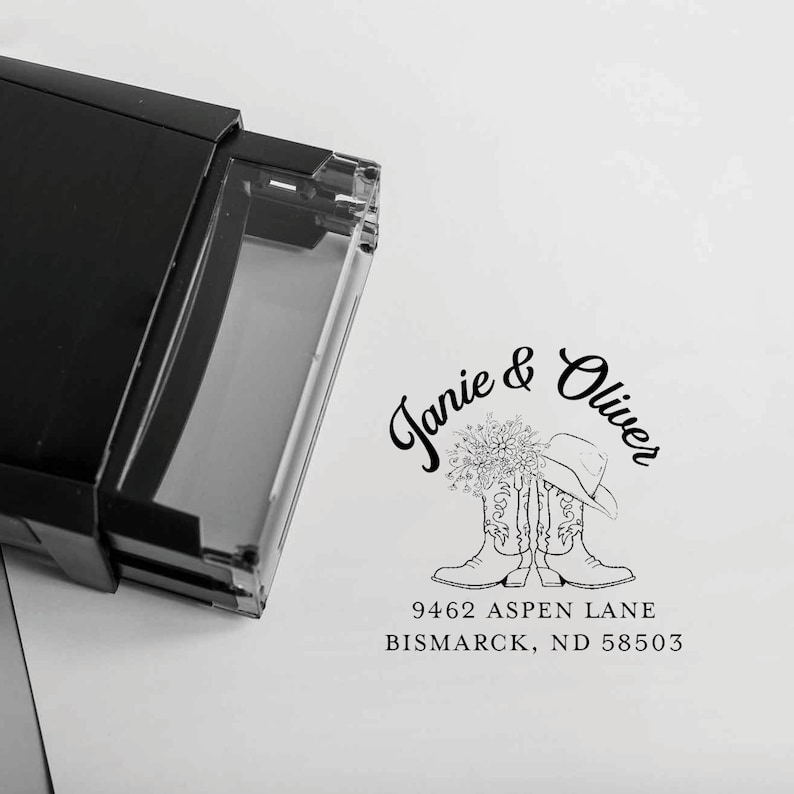 Personalized Cowboy Boots Return Address Stamp - His and Hers Boots ...