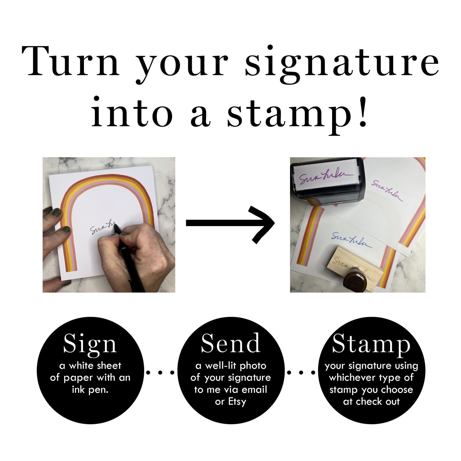 Stamp With Signature Custom Signature Stamp Save Time - Etsy