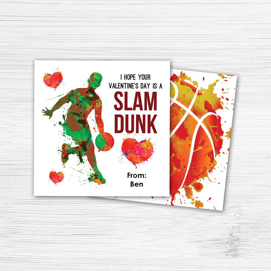 Boy Basketball Valentine's Day Card - Slam Dunk Valentine From a Boy ...
