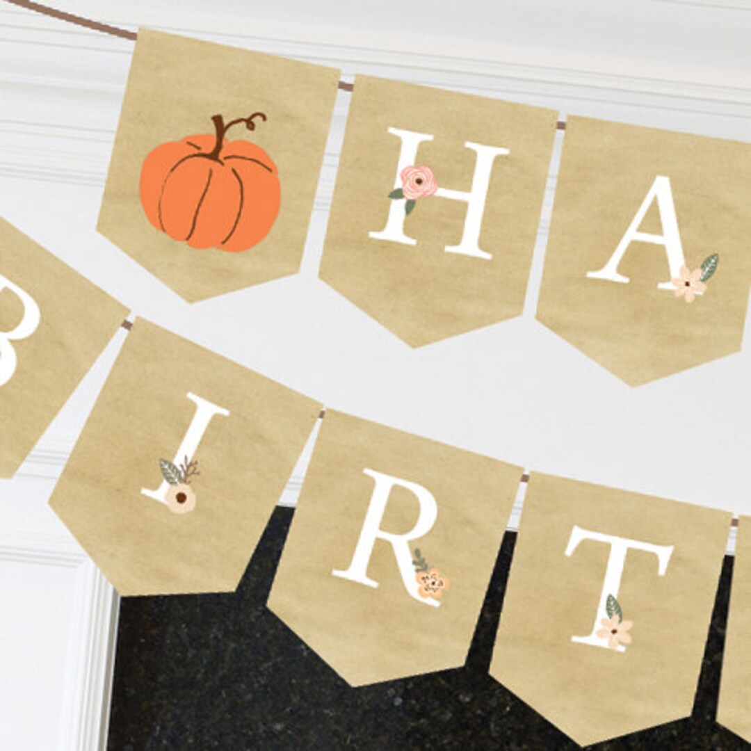 Printable Pumpkin Birthday Banner Pumpkin Bunting Banner - Etsy