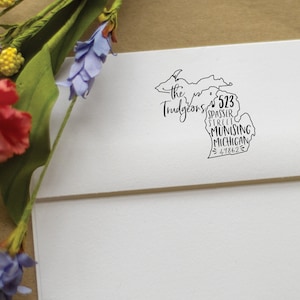 Michigan Address Stamp Self Inking Return Address Stamp Personalized ...