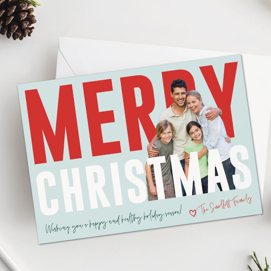 Unique Photo Christmas Card - Modern Holiday Card With Photo - Simple ...