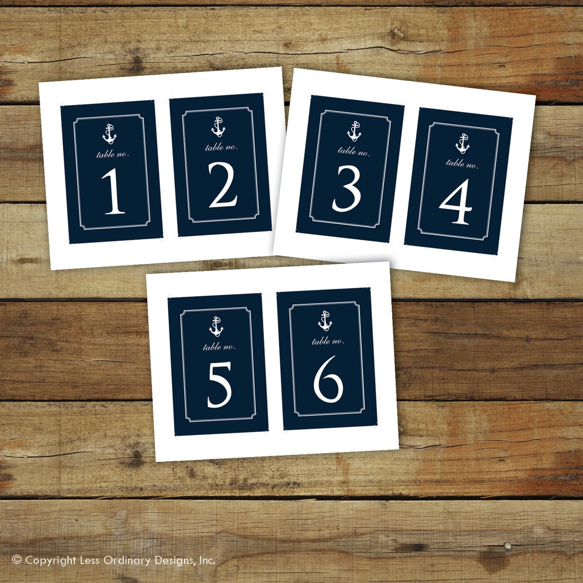Nautical Table Numbers - Nautical Wedding Table Numbers - Navy Anchor ...