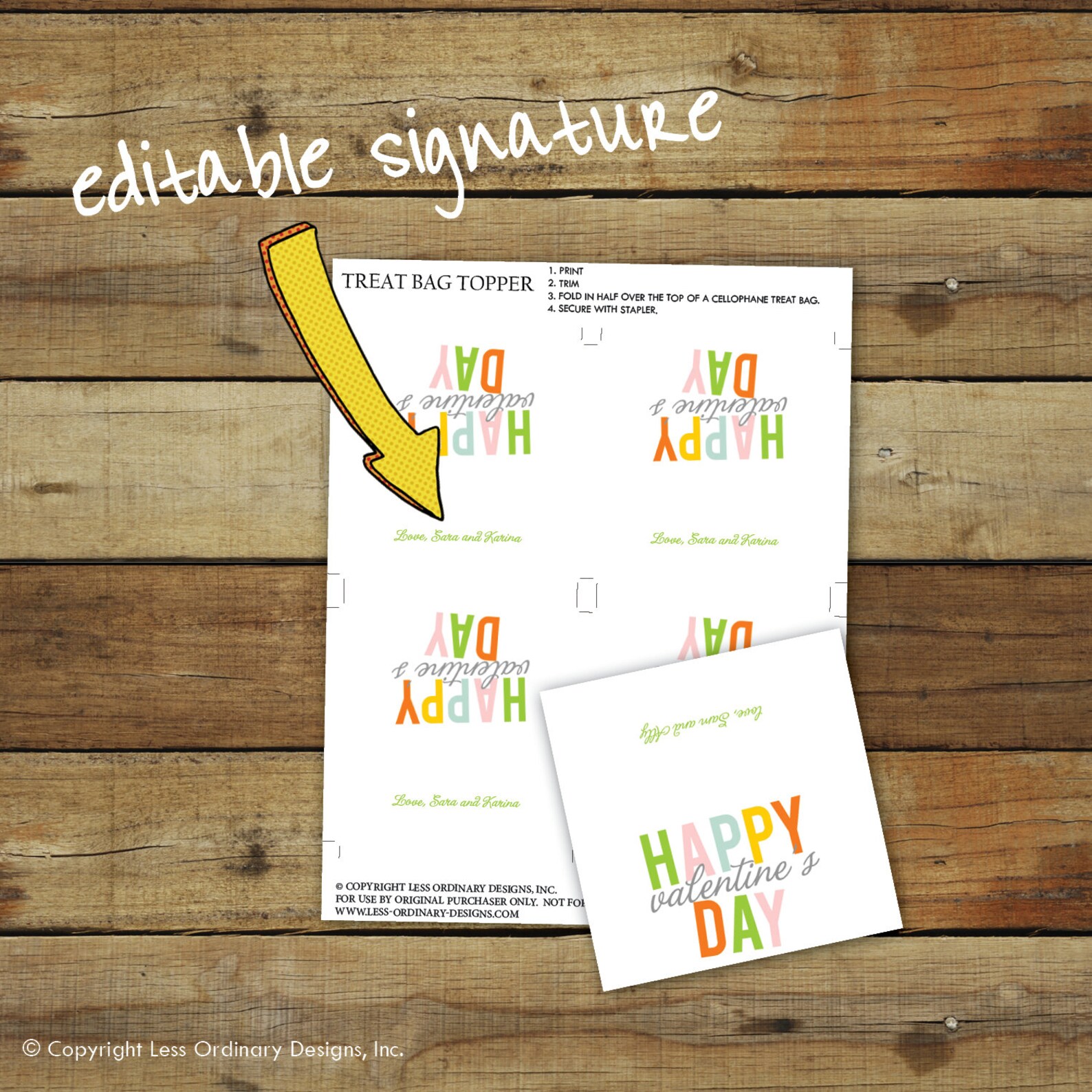 Happy Valentine's Day Treat Bag Topper Printable | Etsy