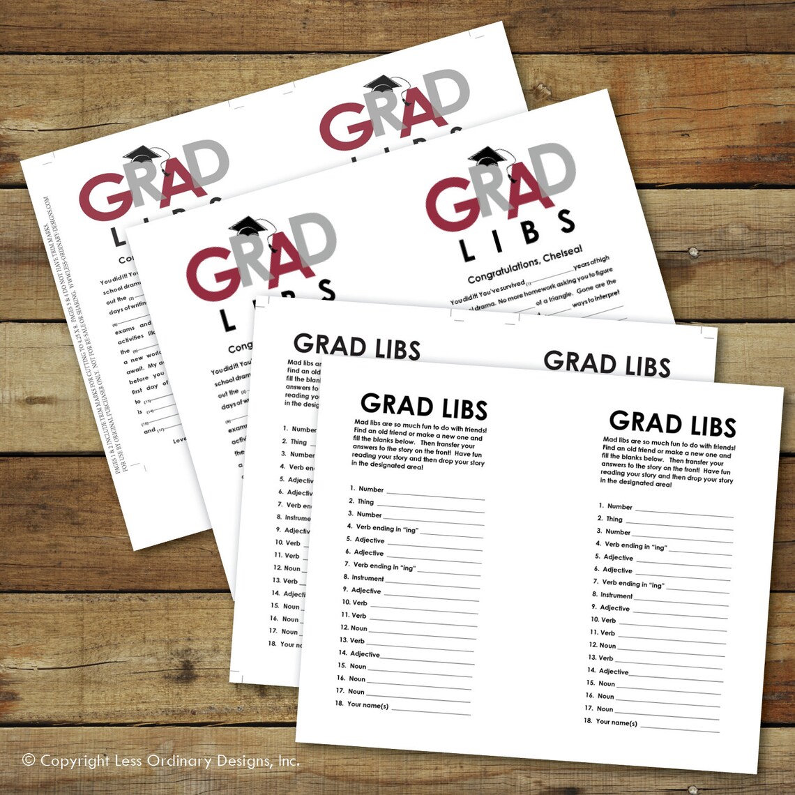 Grad Libs Graduation Mad Lib Advice Cards Open House - Etsy