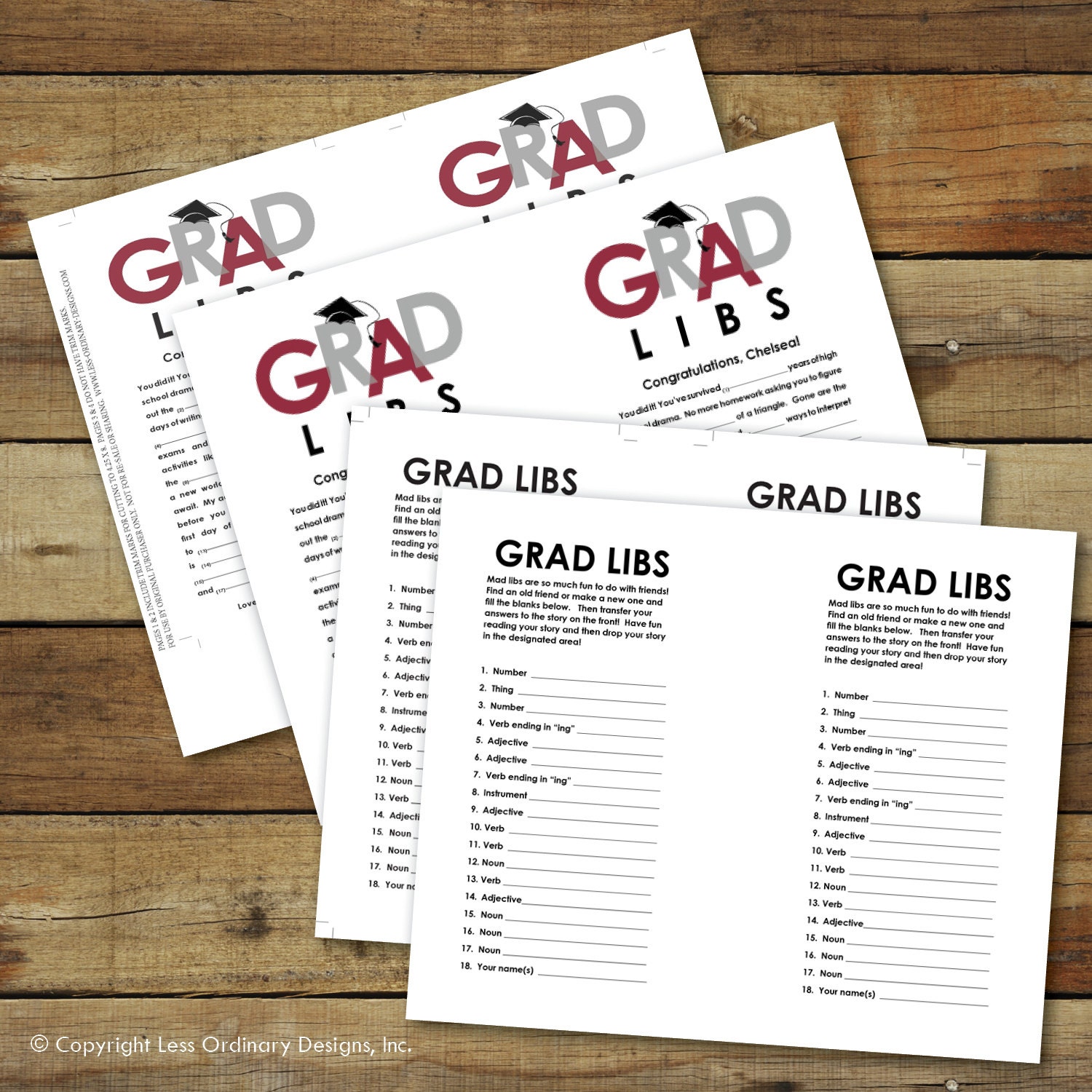 Grad Libs Graduation Mad Lib Advice Cards Open House - Etsy