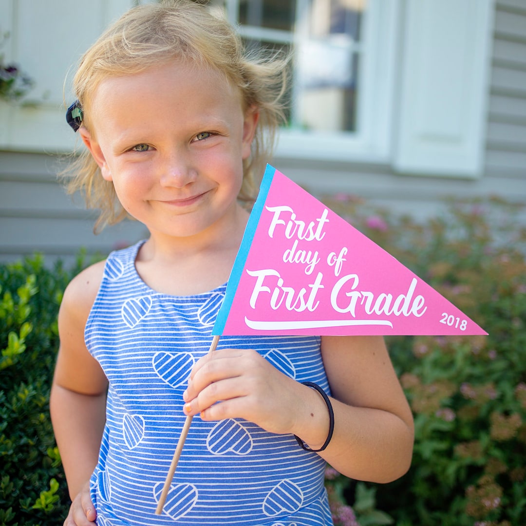 First Day of School Pennants for Back to School Pictures, Editable Year ...